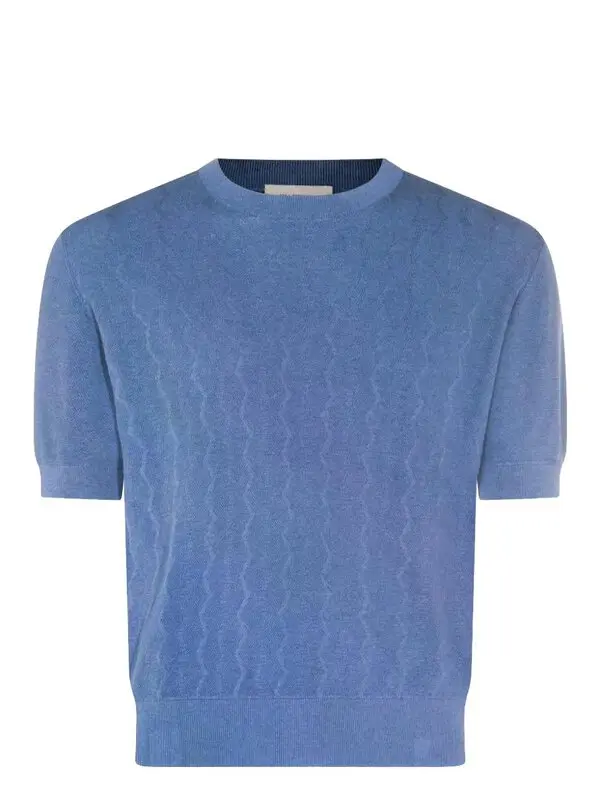 PIACENZA CASHMERE 1733 Textured Knitted T-shirt - Blue