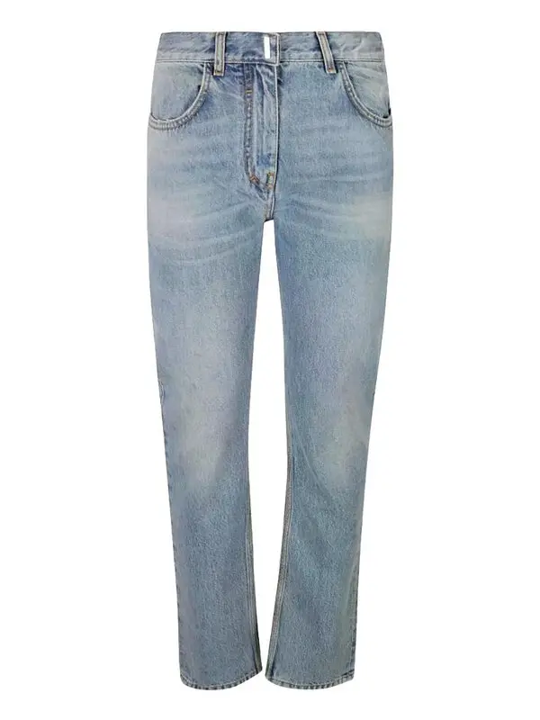 Givenchy Distressed Straight Leg Jeans - Blue