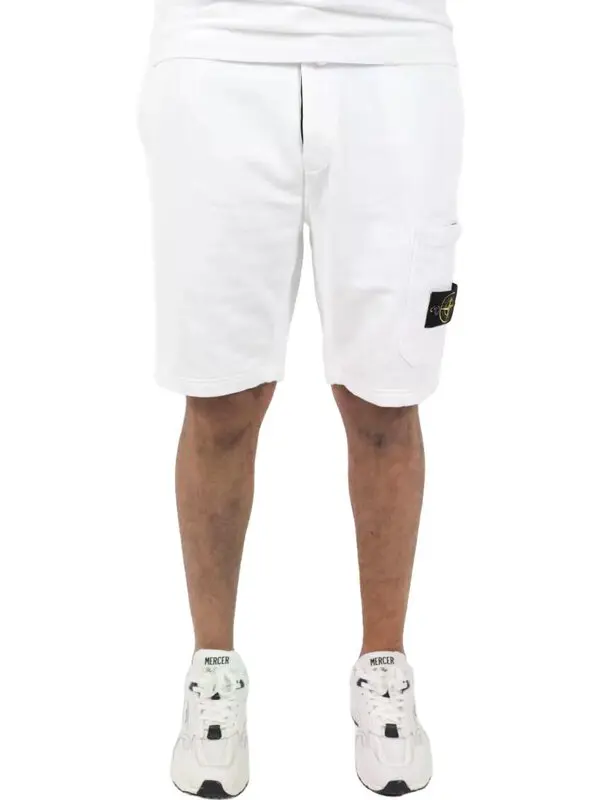 Stone Island Cargo Cotton Bermuda Shorts - White