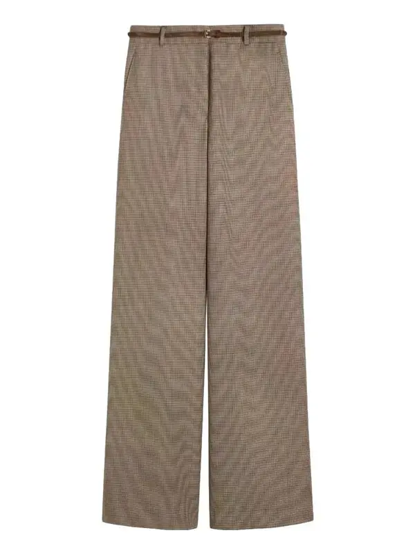 Max Mara Checked Belted Tailored Trousers - Brown