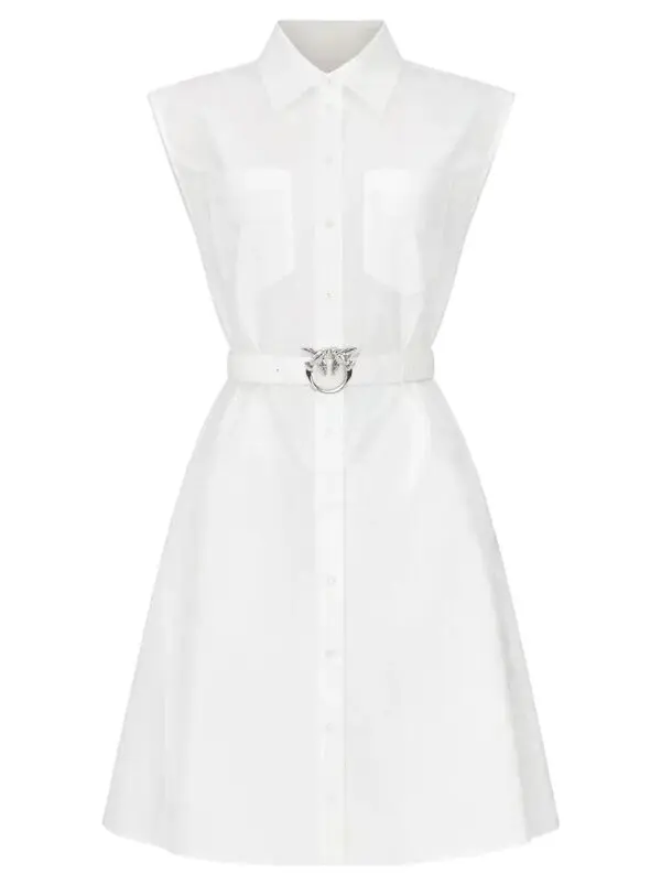 Pinko Belted Sleeveless Mini Dress - White
