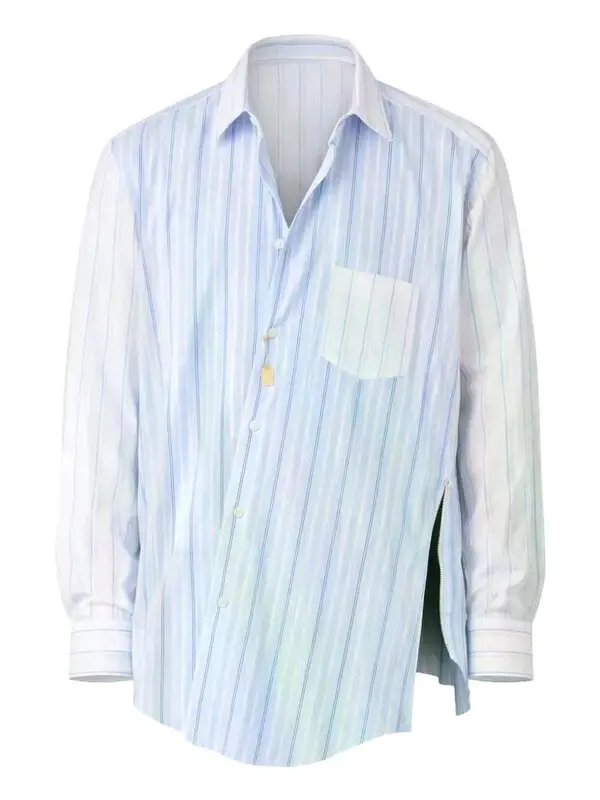 Comme Des Garçons Asymmetric Striped Cotton Shirt - Blue
