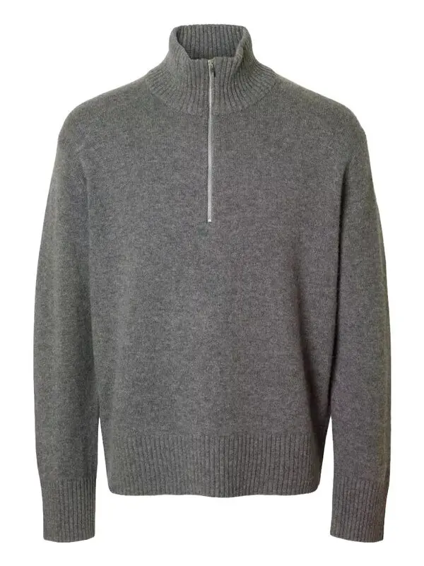 SELECTED Half-zip Sweater - Grey