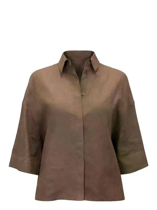 Max Mara Mirano Wide-sleeve Linen Shirt - Brown