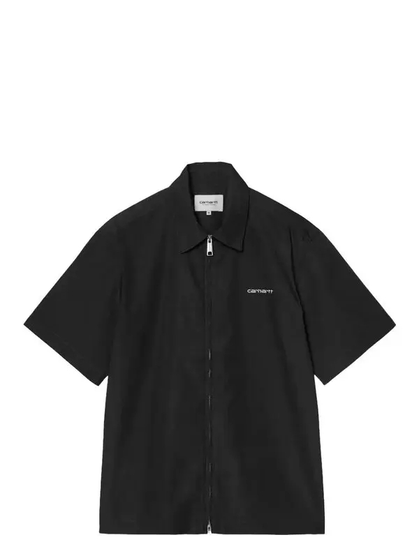 Carhartt Work In Progress Postal Zip-neck Short-sleeved Shirt - Black