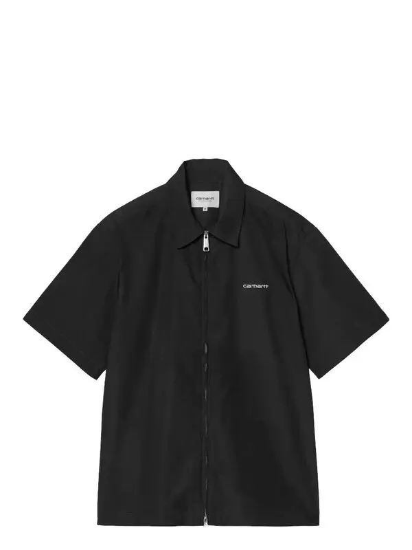 Carhartt Work In Progress Postal Zip-neck Short-sleeved Shirt - Black