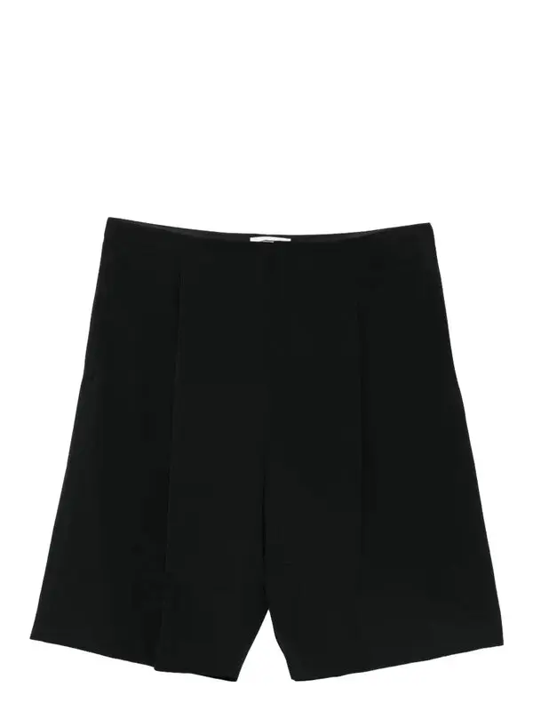 THE ROW Pleated Wool Shorts - Black