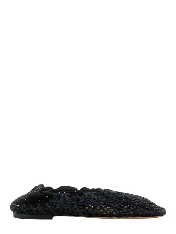 ODISSI Iris Crocheted Ballet Flats - Black