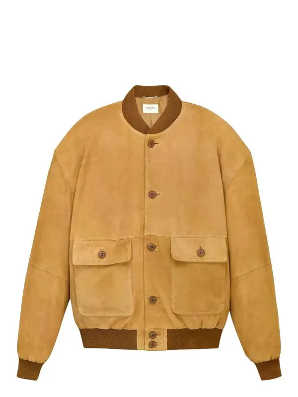 Saint Laurent Suede Bomber Jacket - Neutrals