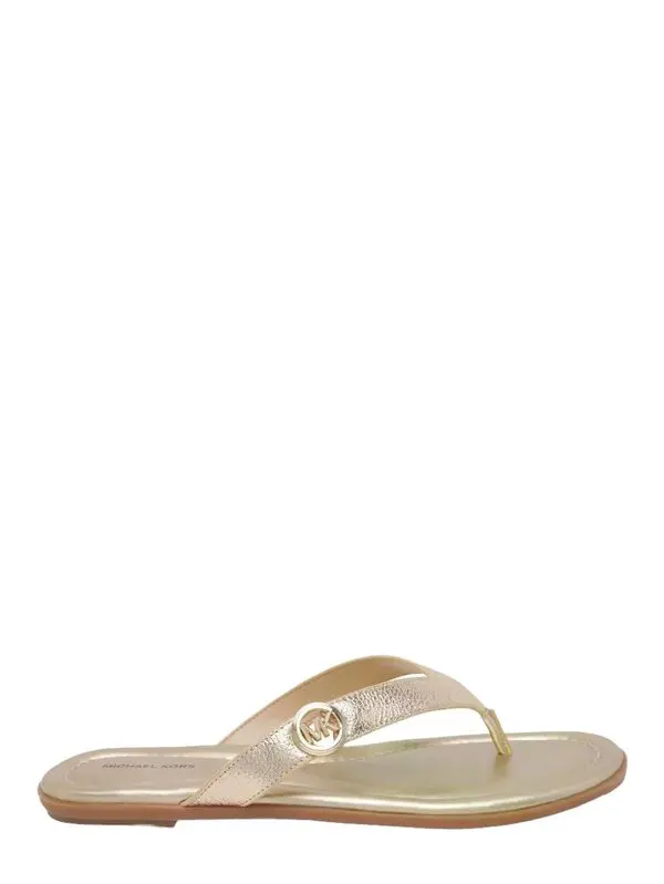 Michael Kors Logo-detail Round-toe Sandals - Gold