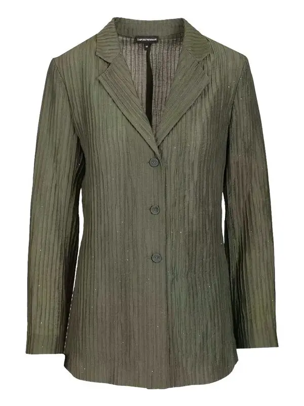 Emporio Armani Single-breasted Textured Blazer - Green