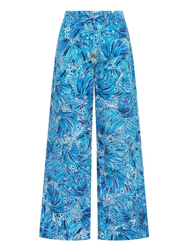 Malìparmi Butterfly Printed Drawstring Trousers - Blue
