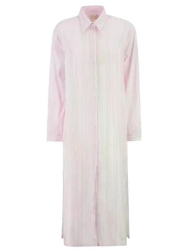 MC2 SAINT BARTH Adeline Striped Maxi Shirt Dress - Pink