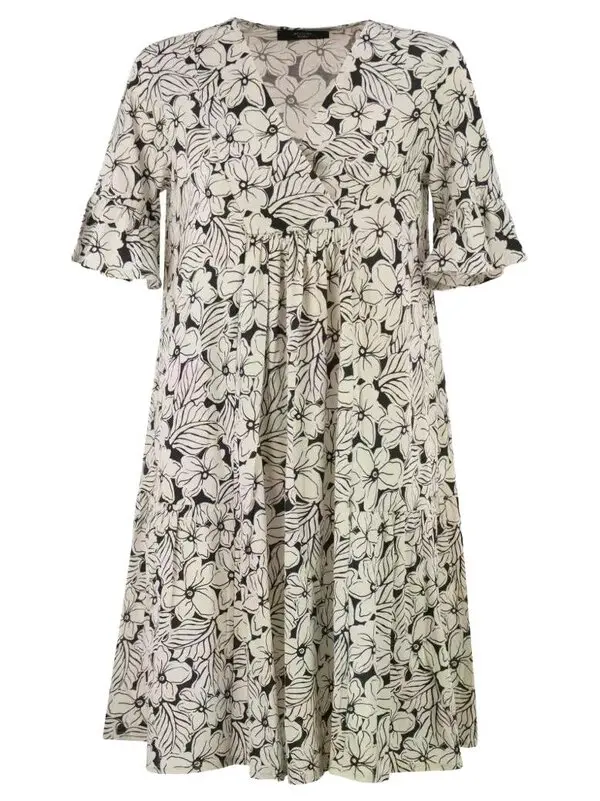 Max Mara Printed V-neck Dress - Neutrals