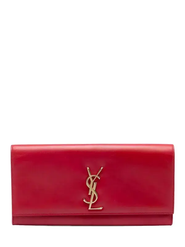 Saint Laurent Smooth Calfskin Monogram Cassandre Clutch Bag - Red