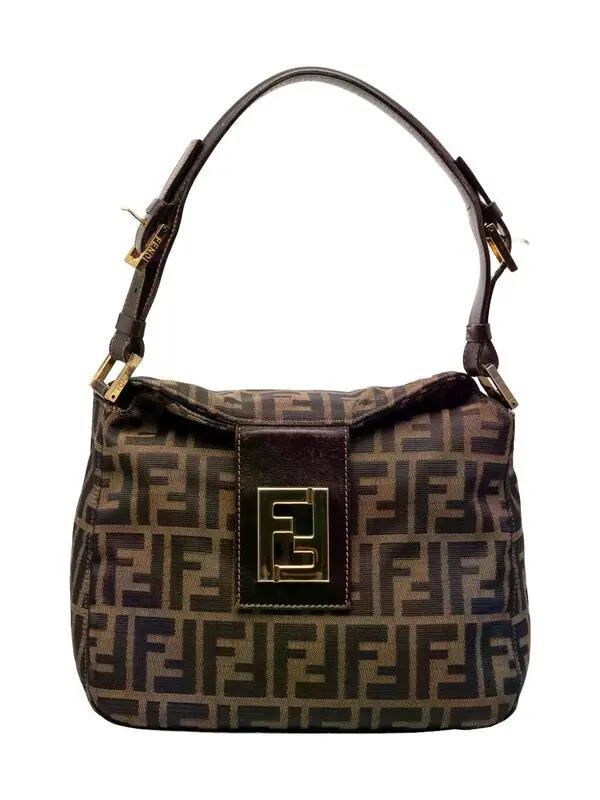 Fendi 20th Century Zucca Canvas Double Flap Shoulder Bag - Brown