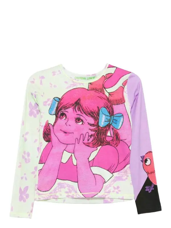 CHOPOVA LOWENA Graphic-print Long-sleeve T-shirt - Pink