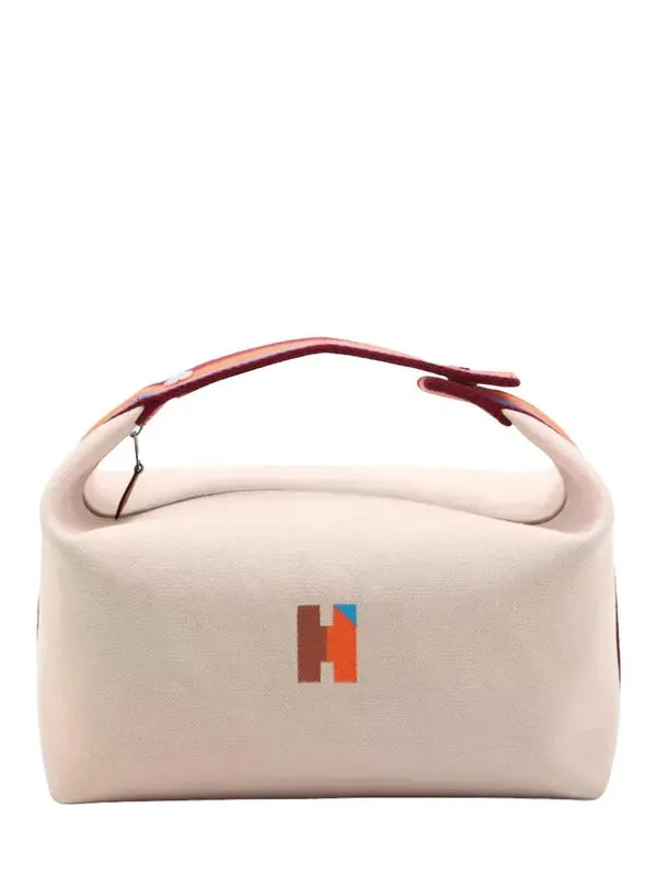 Hermès Large Toile Bride A Brac H Pavillon Case Vanity Bag - Red