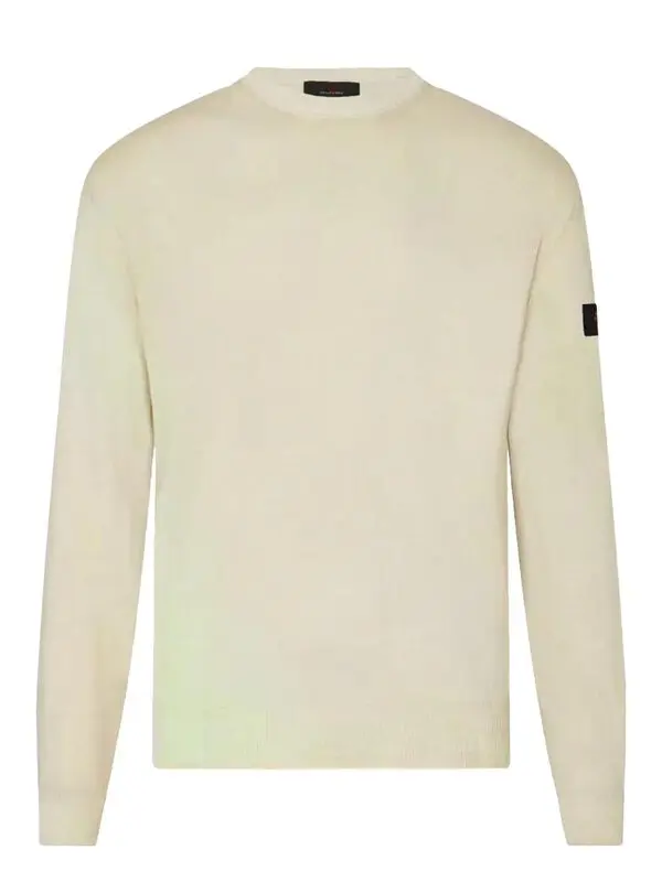 Peuterey Crew-neck Sweater With Logo Patch - Neutrals
