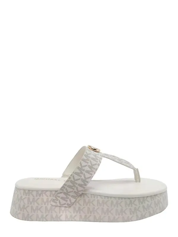 Michael Kors Logo-detail Round-toe Sandals - White