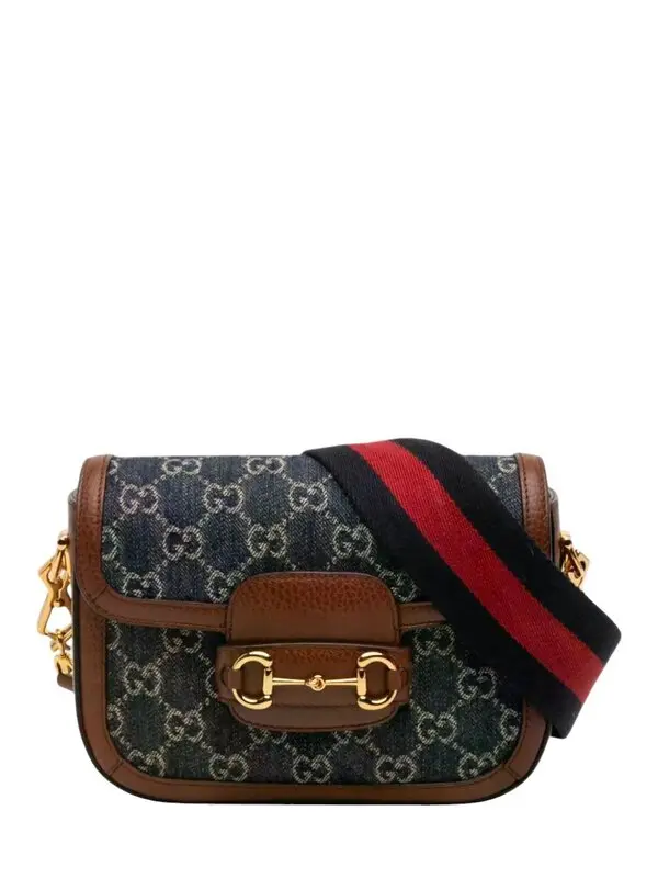 Gucci Gg Denim Horsebit 1955 Crossbody Bag - Blue