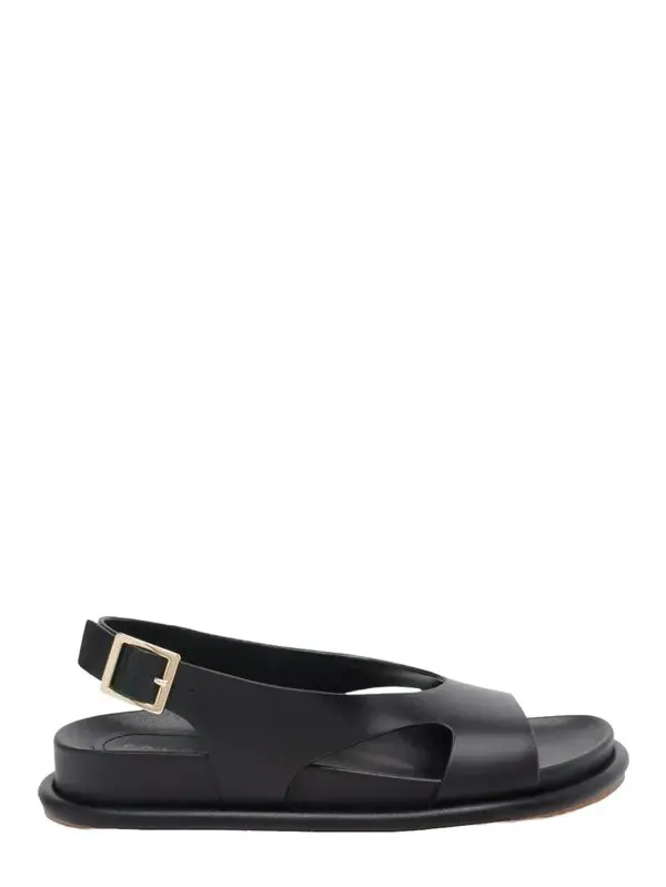 PALOMA BARCELO Calista Buckle Leather Sandals - Black