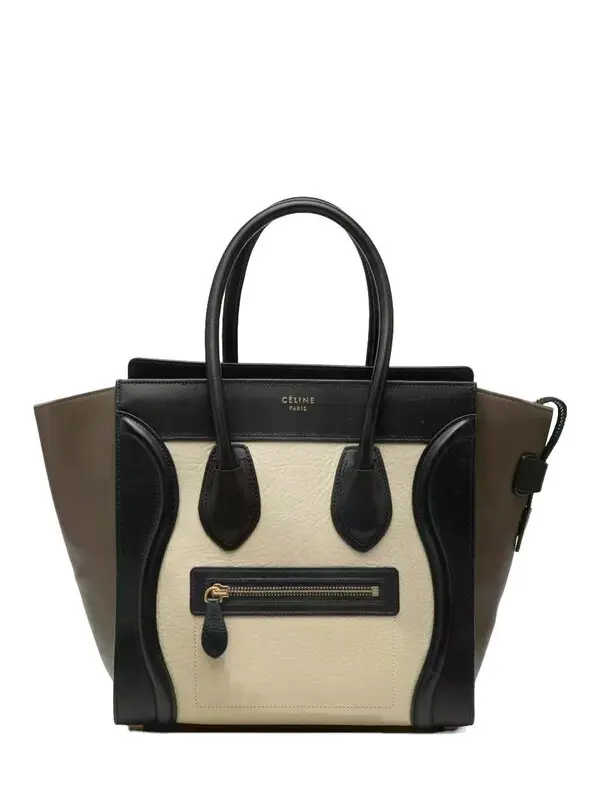 Celine 2014 Micro Tricolor Leather Luggage Tote Bag - White
