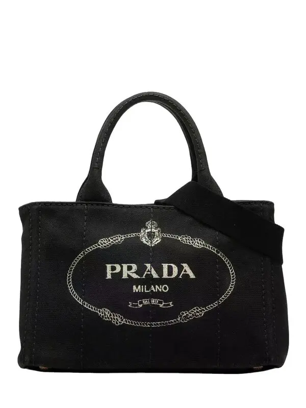 Prada Small Canapa Logo Satchel - Black