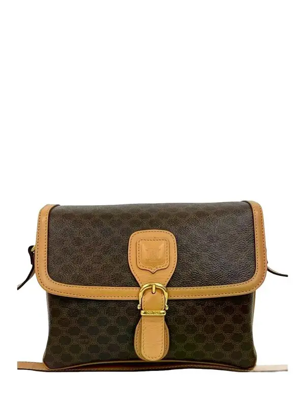 Celine Macadam Coated Canvas Crossbody Bag - Brown
