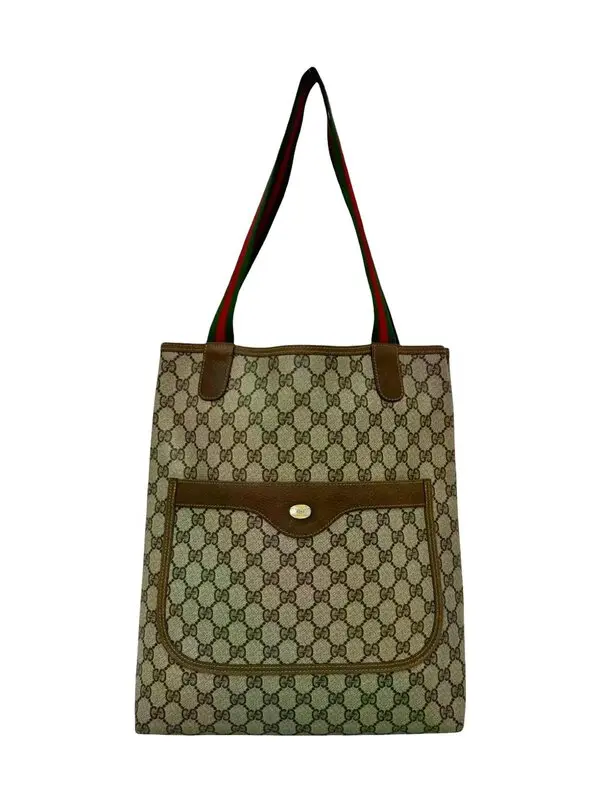 Gucci Gg Supreme Web Tote - Brown