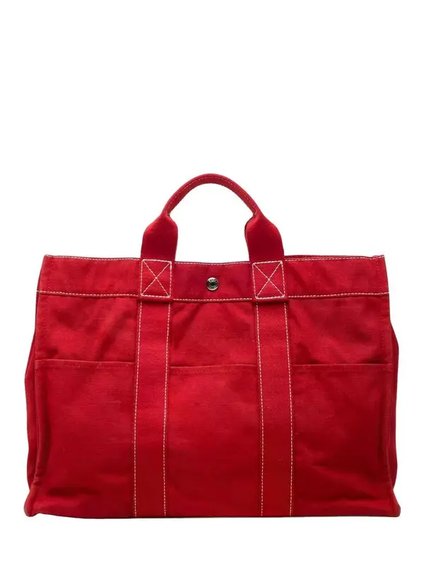 Hermès 2000-2010 Canvas Sac Deauville Mm Tote Bag - Red