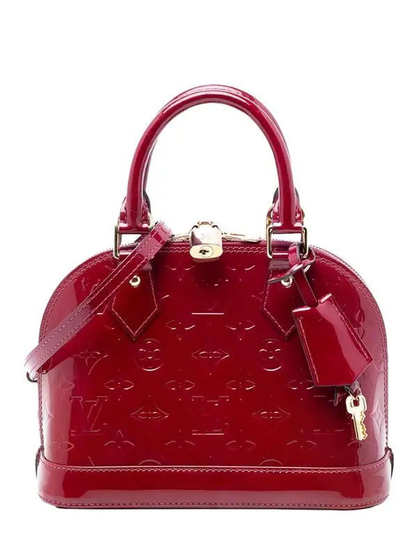 LOUIS VUITTON 2015 Monogram Vernis Alma Bb Satchel - Red