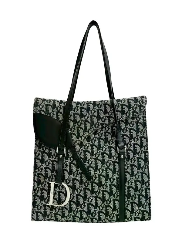 Dior Diorissimo Trotter Canvas Saddle Tote Bag - Black