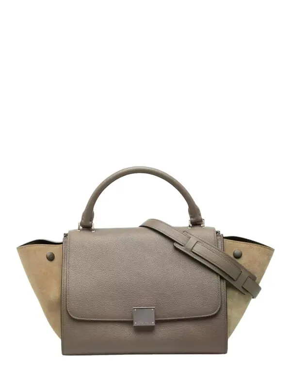 Celine 2015 Small Bicolor Trapeze Satchel - Brown