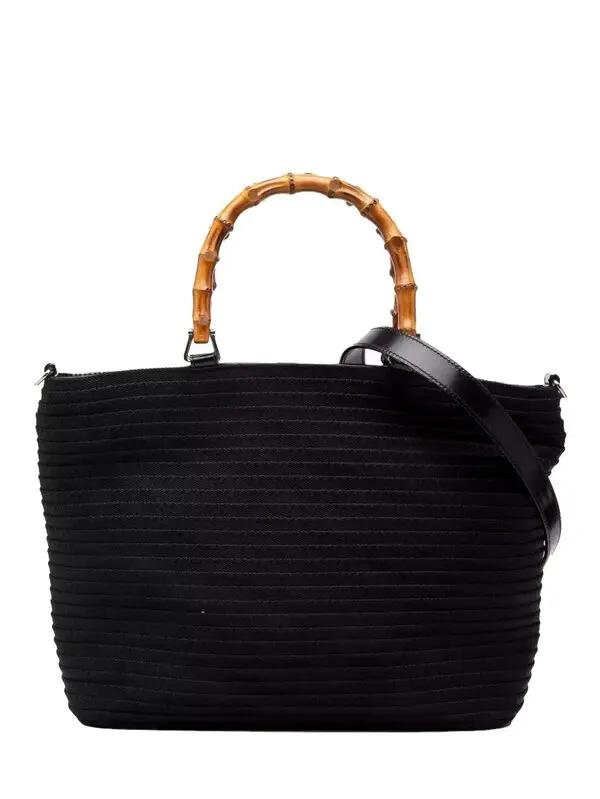 Gucci 20th Century Nylon Bamboo Satchel - Black