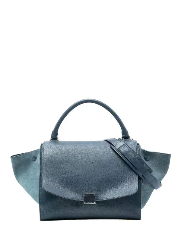 Celine 2012 Medium Calfskin And Suede Trapeze Satchel - Blue