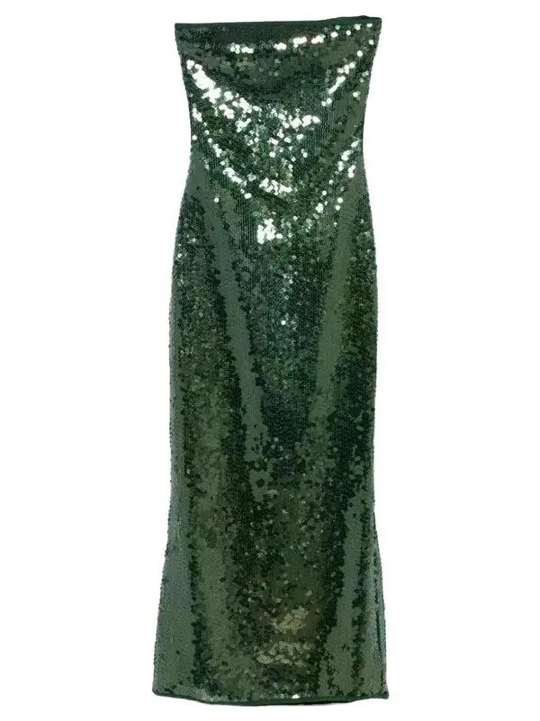Oseree Sequin Embellished Strapless Dress - Green