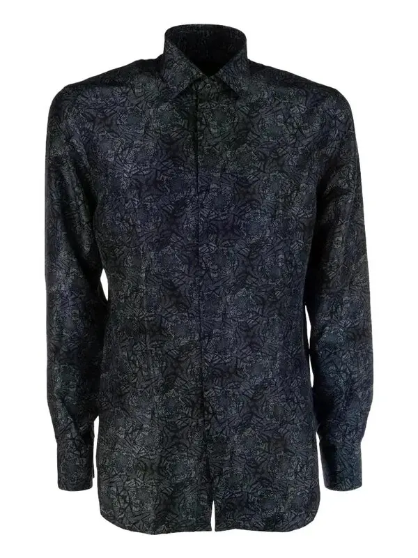 Corneliani Brocade-print Shirt - Blue