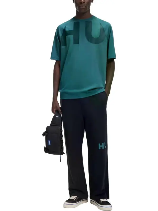 Hugo Large-logo T-shirt In Cotton Jersey - Blue