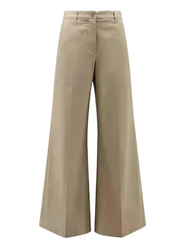 Aspesi Stretch Cotton Wide Leg Trousers - Neutrals