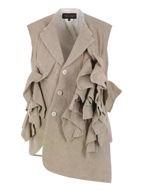 Comme Des Garçons Ruffled Buttoned Gilet - Neutrals