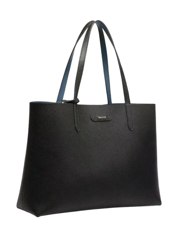 Bally Grained Tote Bag With Logo And Pouch - Black