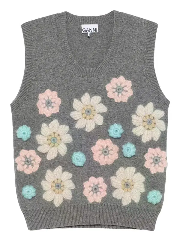 GANNI Floral Vest - Grey