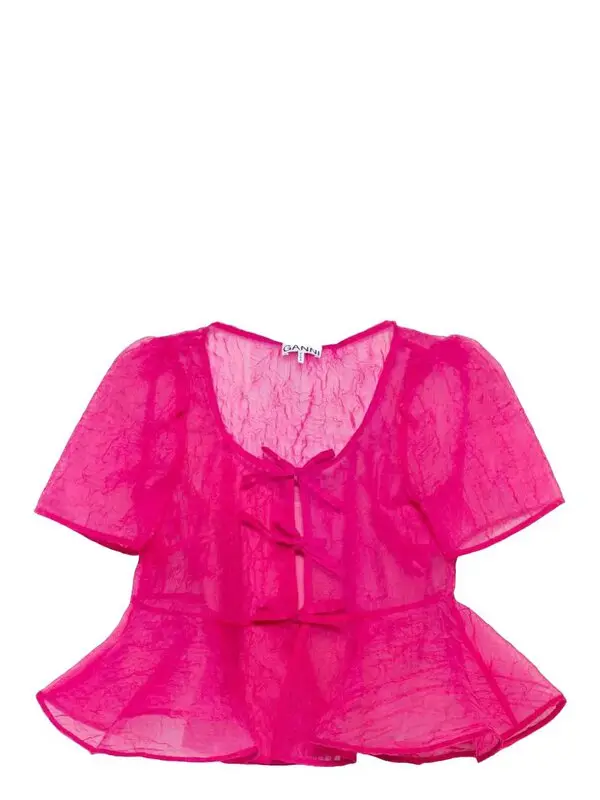 GANNI Shibori Organza Blouse - Pink