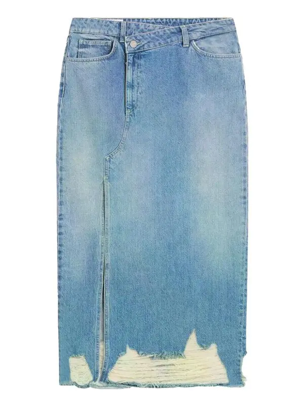 DONDUP Ripped Slit Midi Skirt - Blue