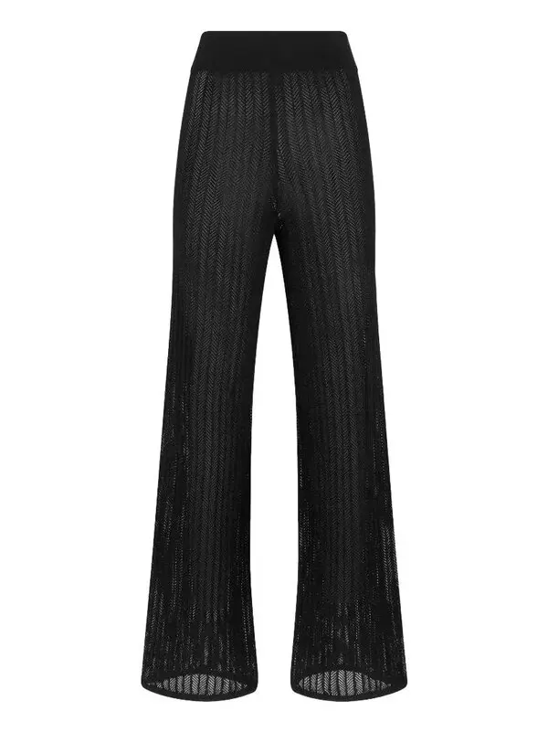 Alpha Studio Ribbed-knit Trousers - Black