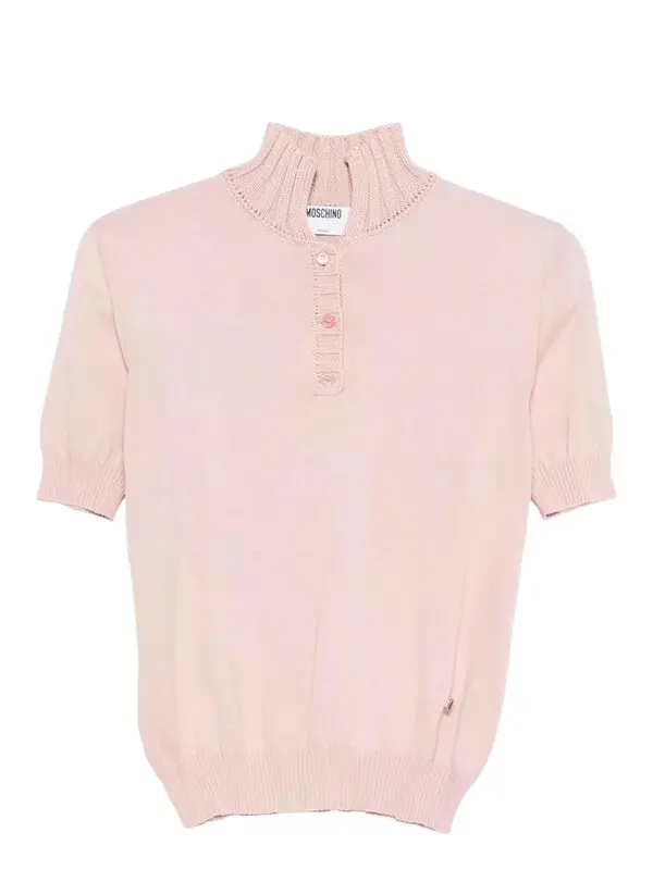Moschino Buttoned Short-sleeve Polo Top - Pink