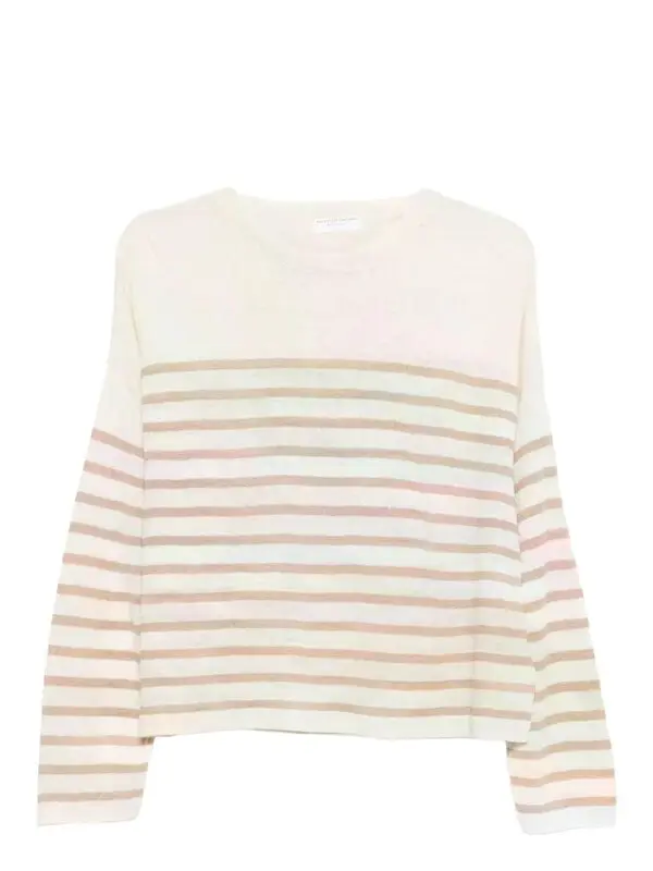 Majestic Filatures Striped Linen Sweater - Neutrals