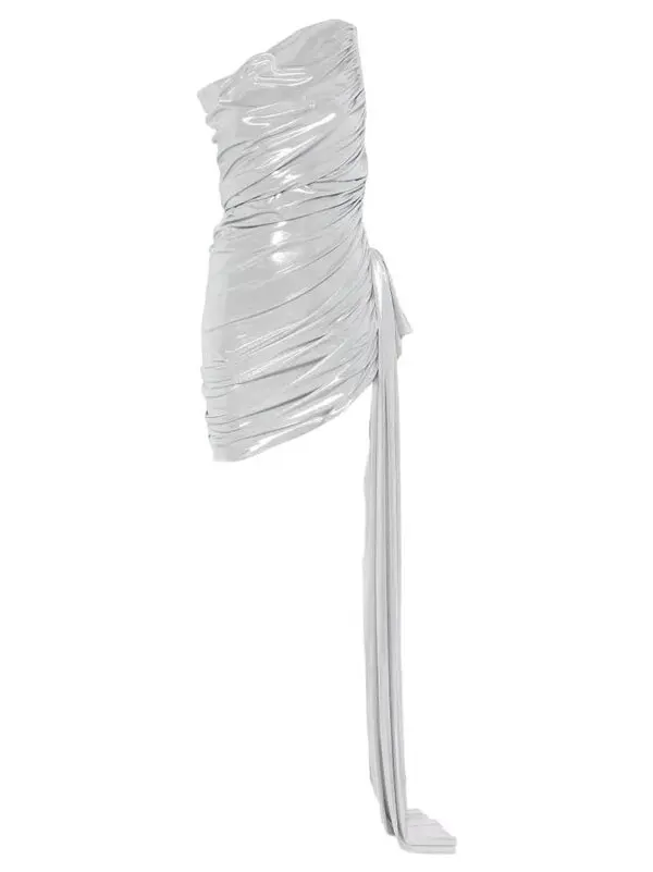 Norma Kamali Diana One-shoulder Draped Mini Dress - Silver