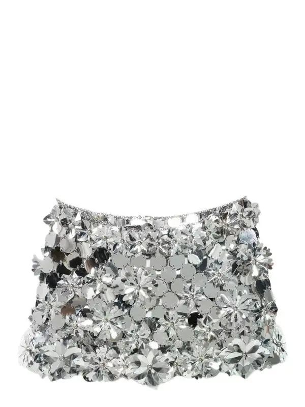 Rabanne Floral Mini Skirt - Silver